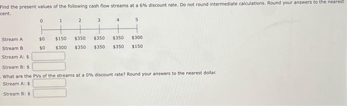Solved Stream A: \$ Stream 8:$ What are the PVs of the | Chegg.com