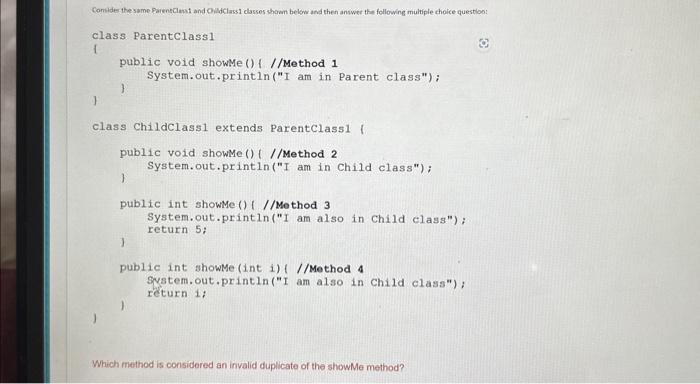 Which method is considered an invalid duplicate of | Chegg.com