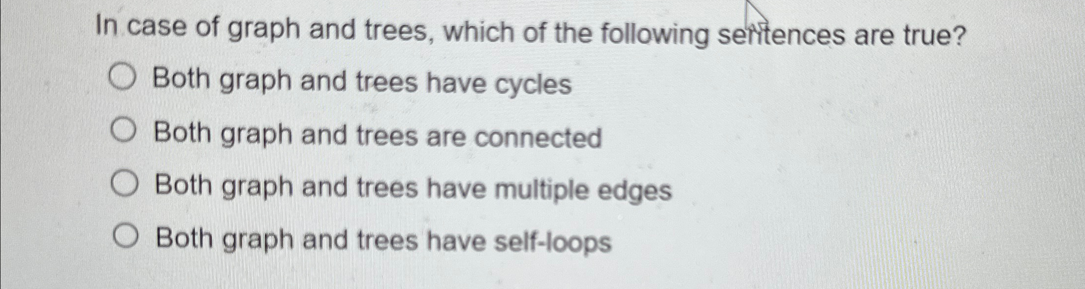 Solved In case of graph and trees, which of the following | Chegg.com