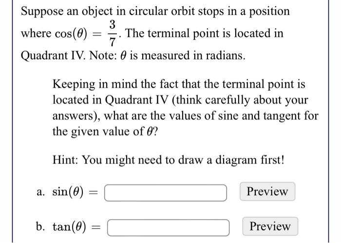 Solved Uppose An Object In Circular Orbit Stops In A
