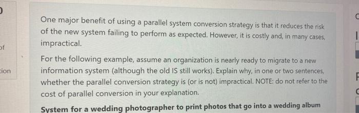 Solved C 1 Of One major benefit of using a parallel system | Chegg.com