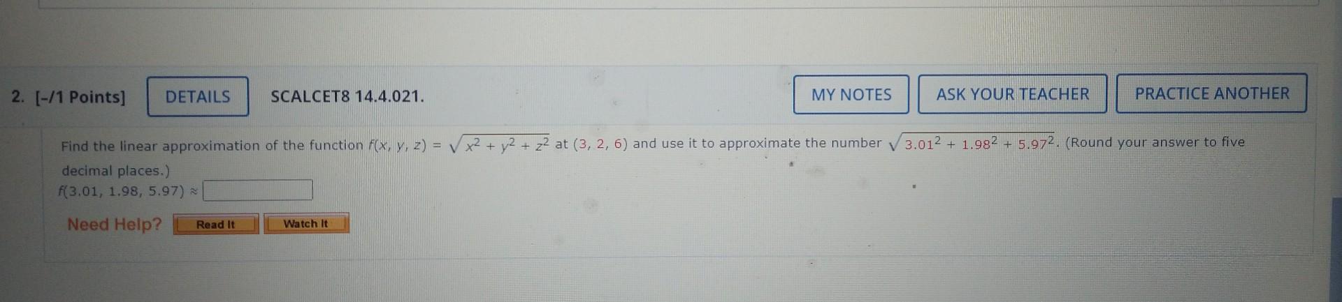 Solved 2 [ 1 Points] Details Scalcet8 14 4 021 My Notes