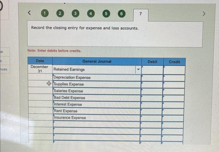 Record the closing entry for expense and loss | Chegg.com