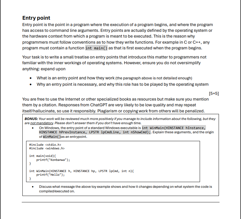 Solved Entry pointEntry point is the point in a program | Chegg.com
