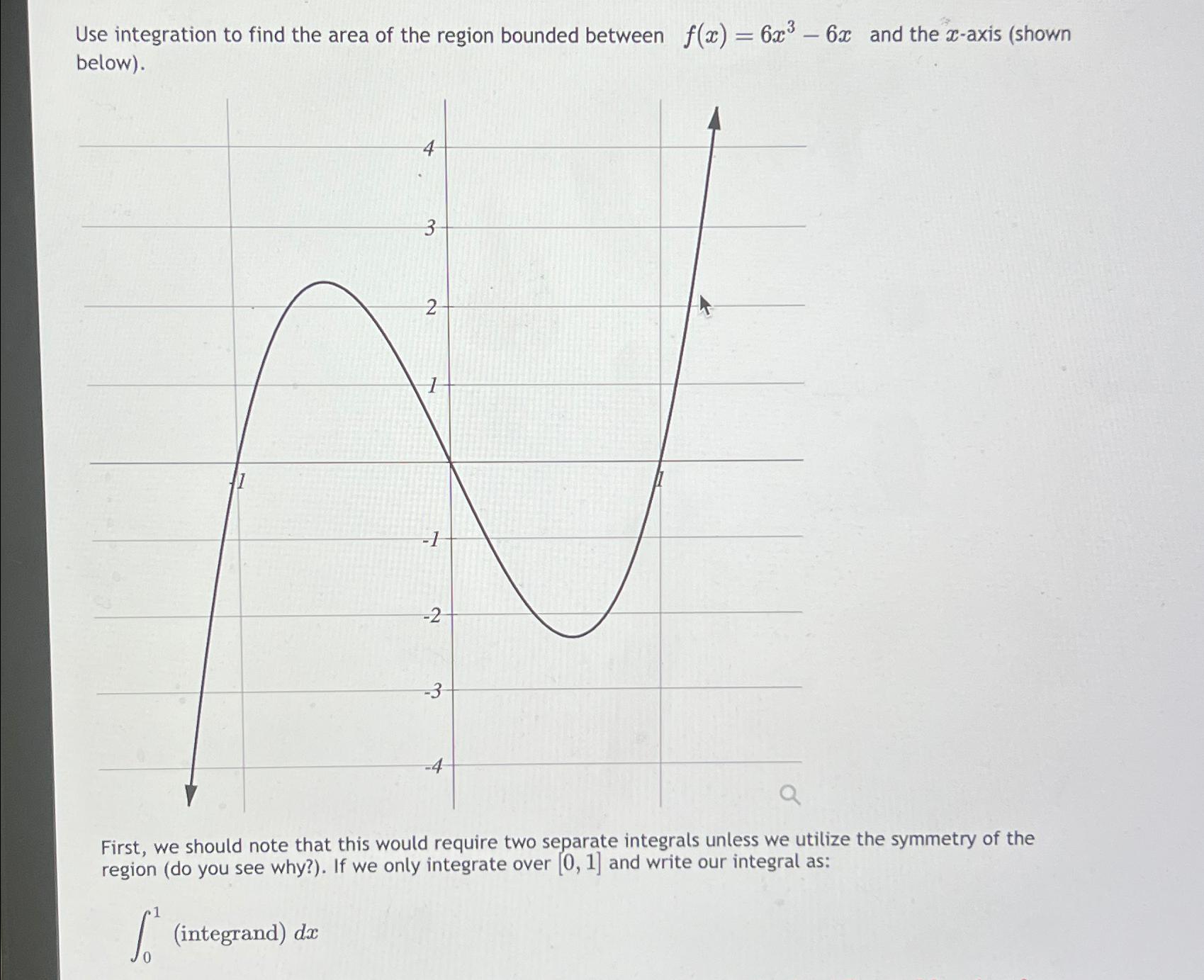 Solved Use integration to find the area of the region | Chegg.com