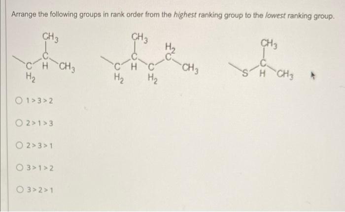 Solved Arrange the following groups in rank order from the | Chegg.com
