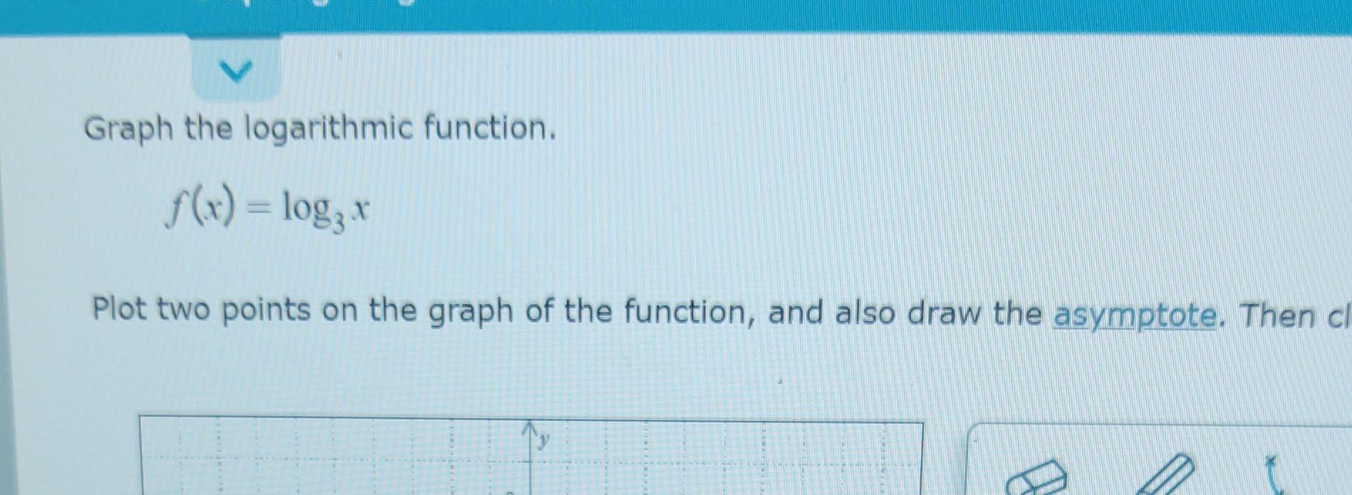 Solved Graph the logarithmic function. f(x)=log3x Plot two | Chegg.com