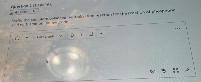 Solved write the complete balance neutralization reaction | Chegg.com