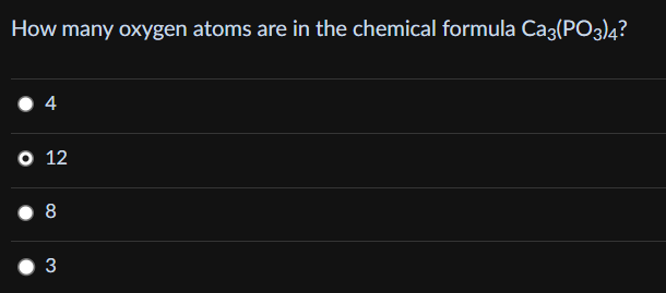 Solved How many oxygen atoms are in the chemical formula | Chegg.com