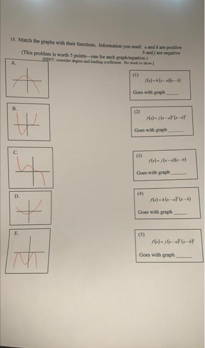 Solved 15. Match the graphs with their functions, | Chegg.com