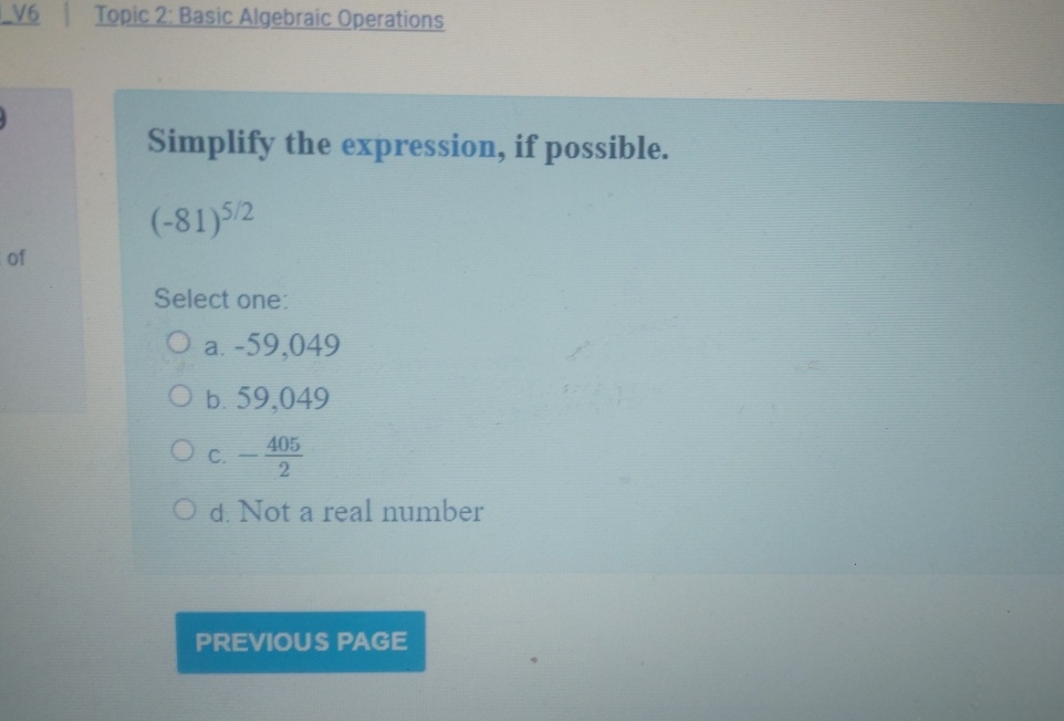 Solved 16Topic 2: Basic Algebraic OperationsSimplify the | Chegg.com
