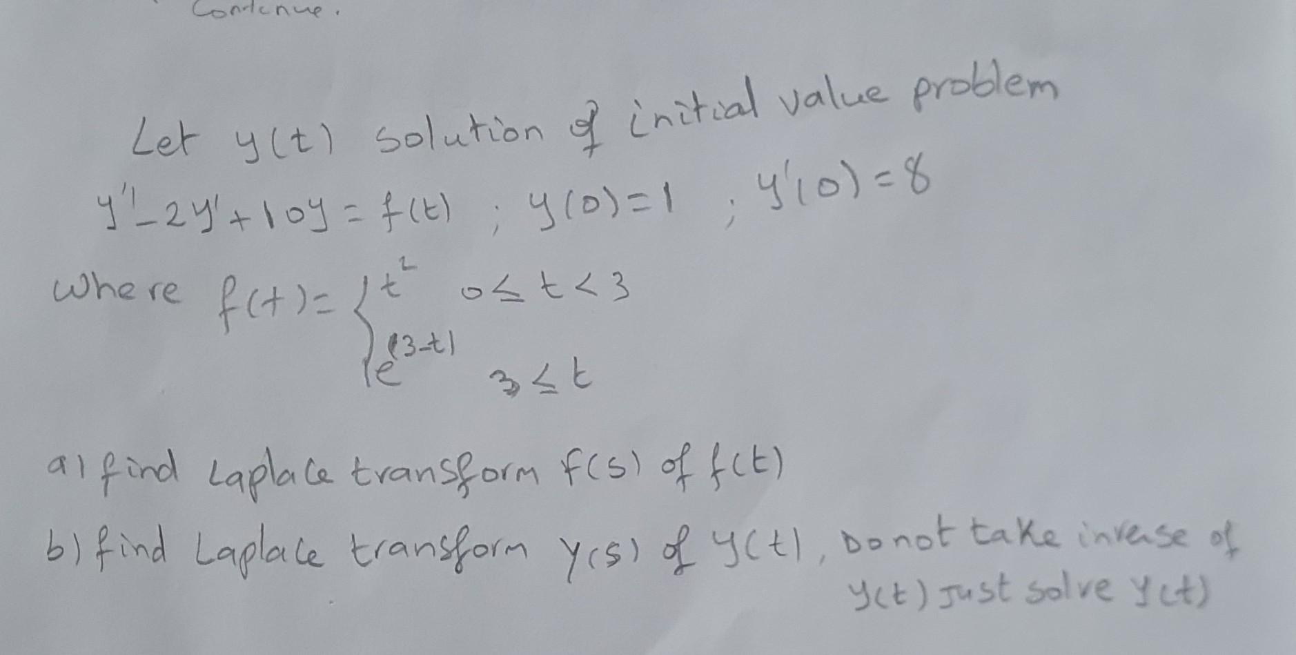 Solved Let y(t) solution of initial value problem | Chegg.com