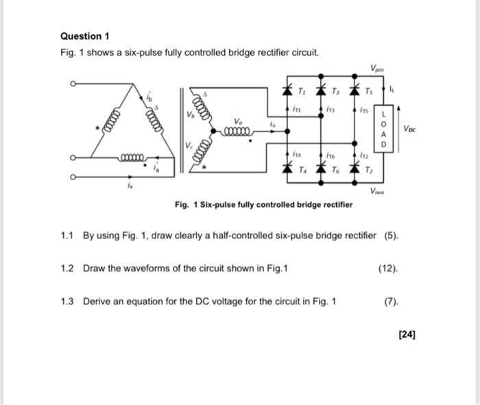 Solved Fig. 1 shows a six-pulse fully controlled bridge | Chegg.com