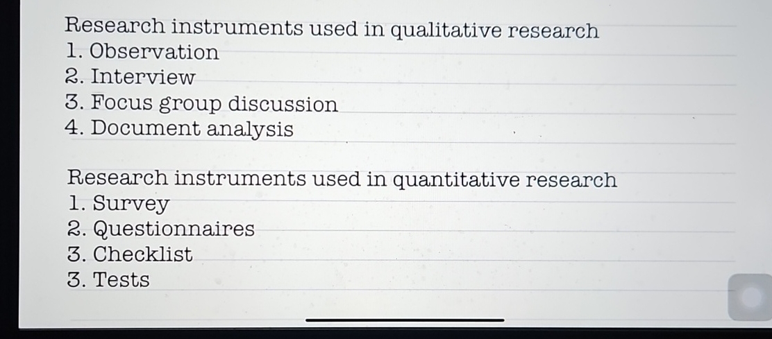 Solved Research instruments used in qualitative | Chegg.com