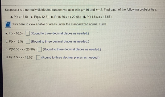 Solved Suppose x is a normally distributed random variable | Chegg.com