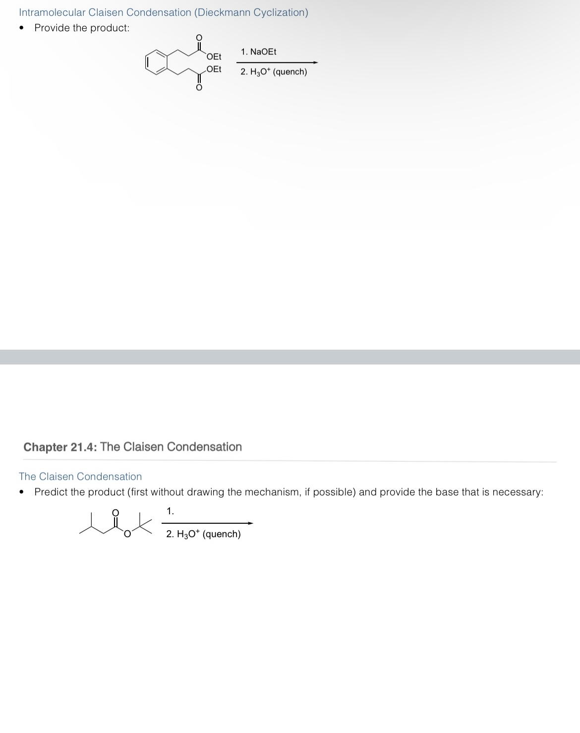 Solved Intramolecular Claisen Condensation (Dieckmann | Chegg.com