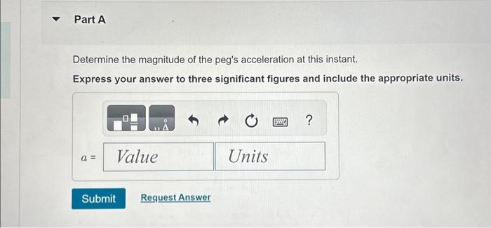 Solved Peg P is driven by the fork link OA along the curved | Chegg.com
