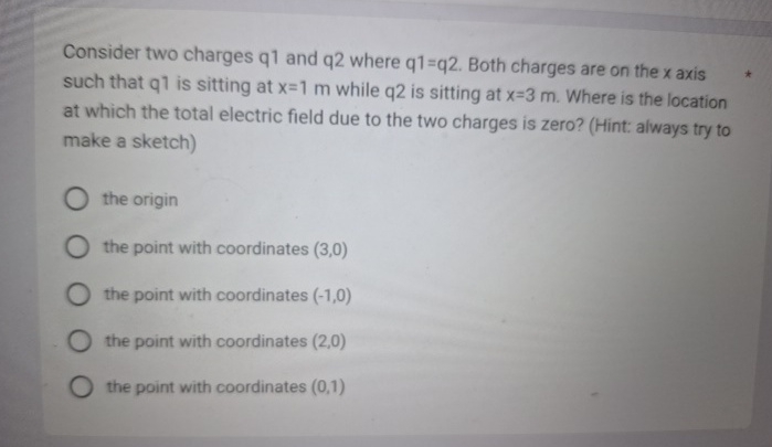 Solved Consider two charges q 1 ﻿and q 2 ﻿where q1=q2. ﻿Both | Chegg.com