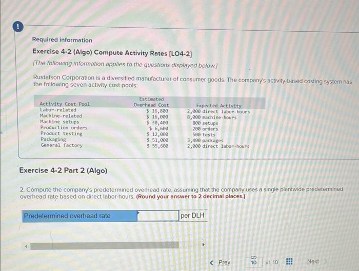 Solved Required information Exercise 4-2 (Algo) Compute | Chegg.com