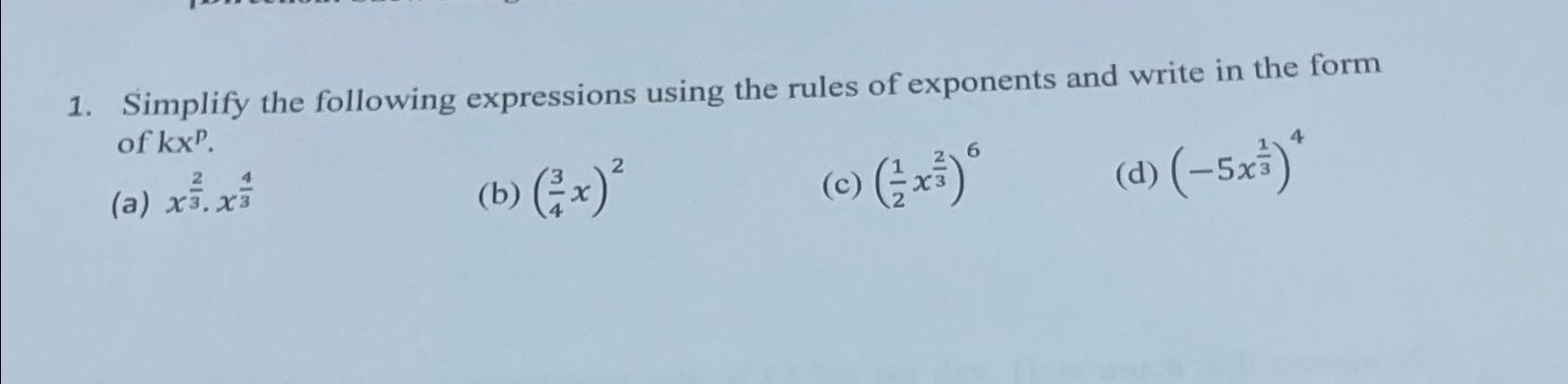 Solved Simplify the following expressions using the rules of | Chegg.com