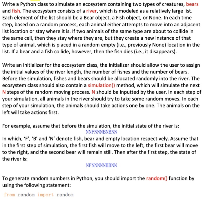 Solved Write A Python Class To Simulate An Ecosystem 3240