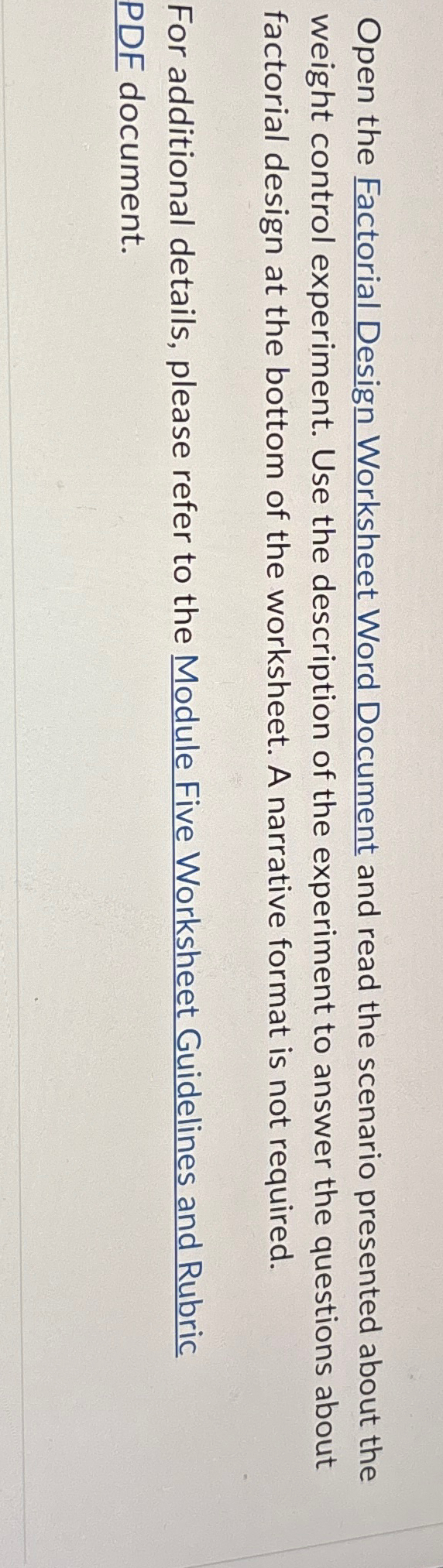 Solved Open the Factorial Design Worksheet Word Document and | Chegg.com