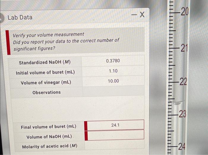 Solved i need the last 3. final volume of buret (mL), volume | Chegg.com