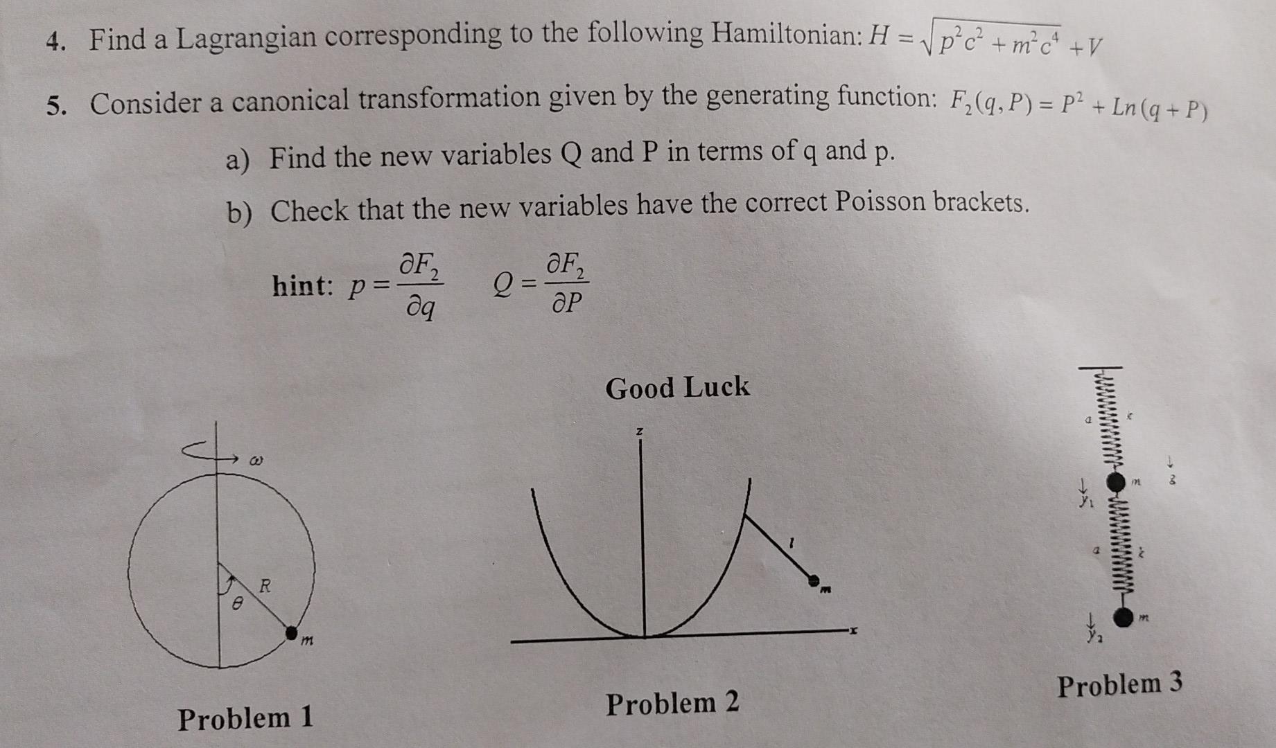 Solved 4. Find a Lagrangian corresponding to the following | Chegg.com