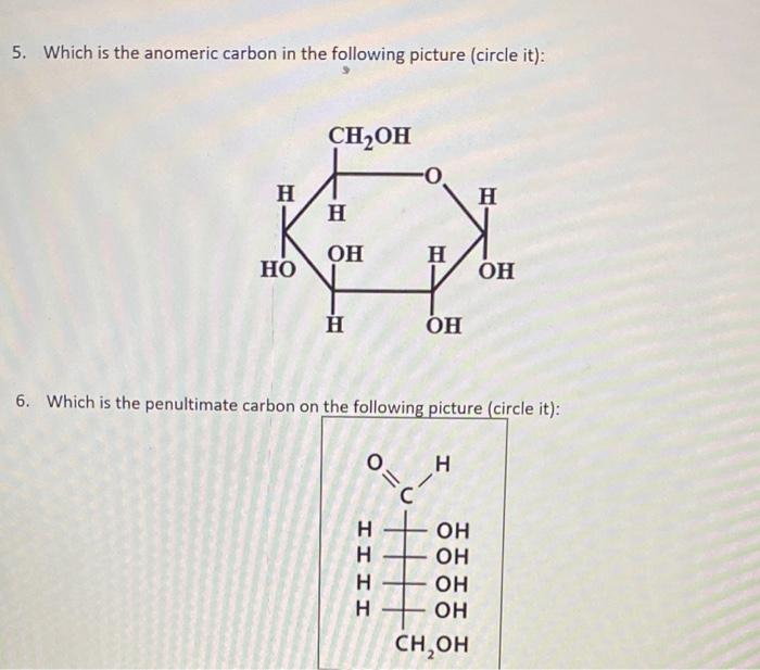 Solved 5. Which is the anomeric carbon in the following | Chegg.com