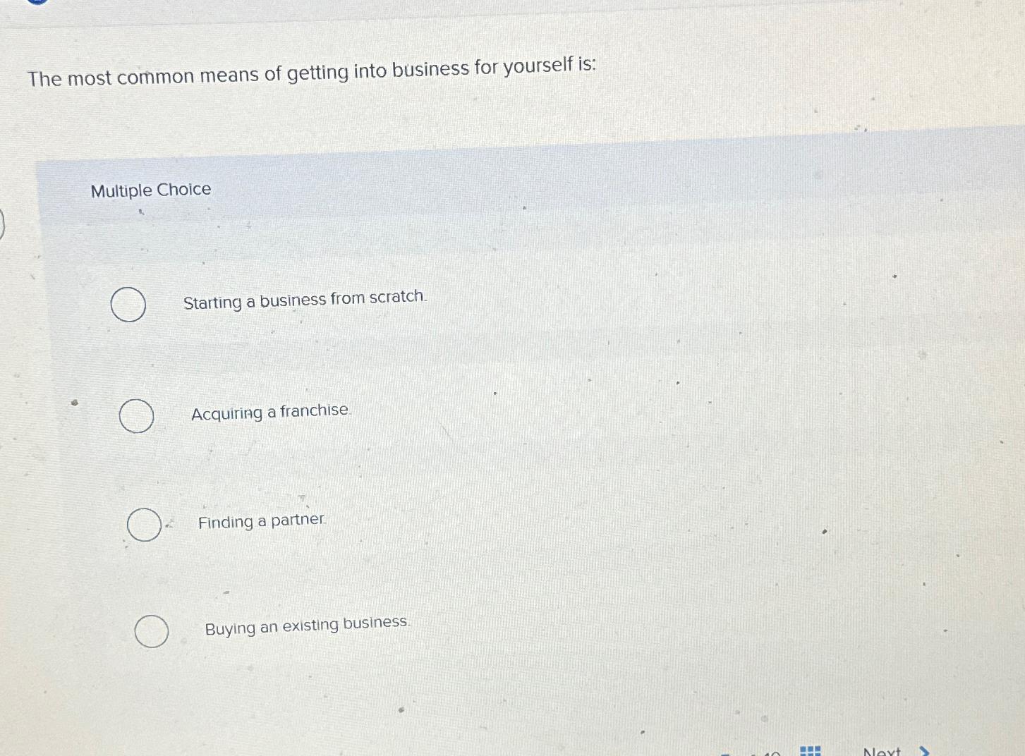Solved The most common means of getting into business for | Chegg.com