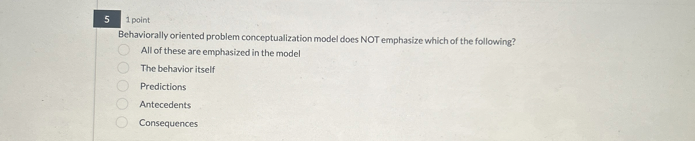 Solved 5 1 ﻿pointBehaviorally oriented problem | Chegg.com