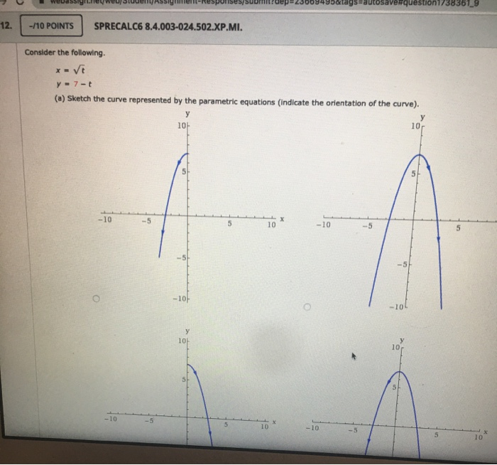 Solved B Eliminate The Parameter And Write The