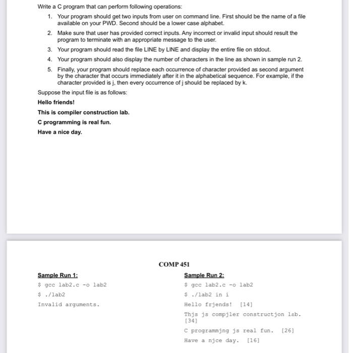 Solved Write a C program that can perform following | Chegg.com