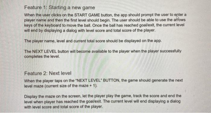 Solved Feature 1: Starting a new game When the user clicks | Chegg.com