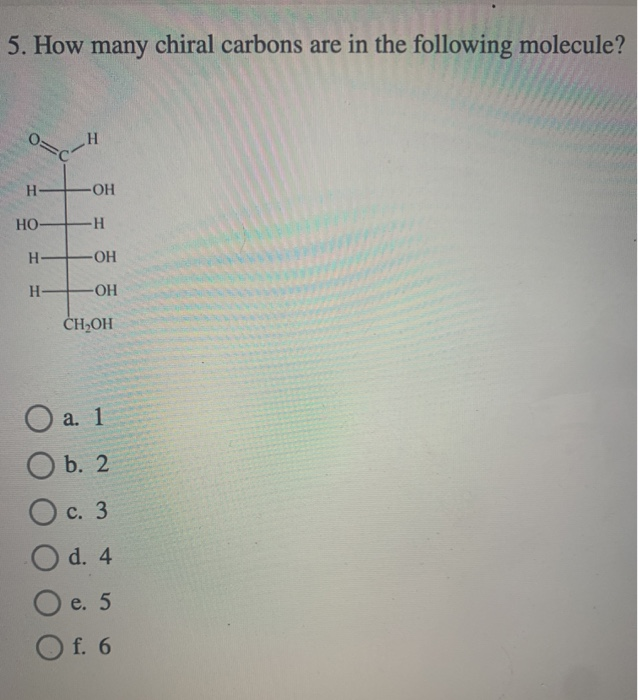 Solved 5. How many chiral carbons are in the following | Chegg.com