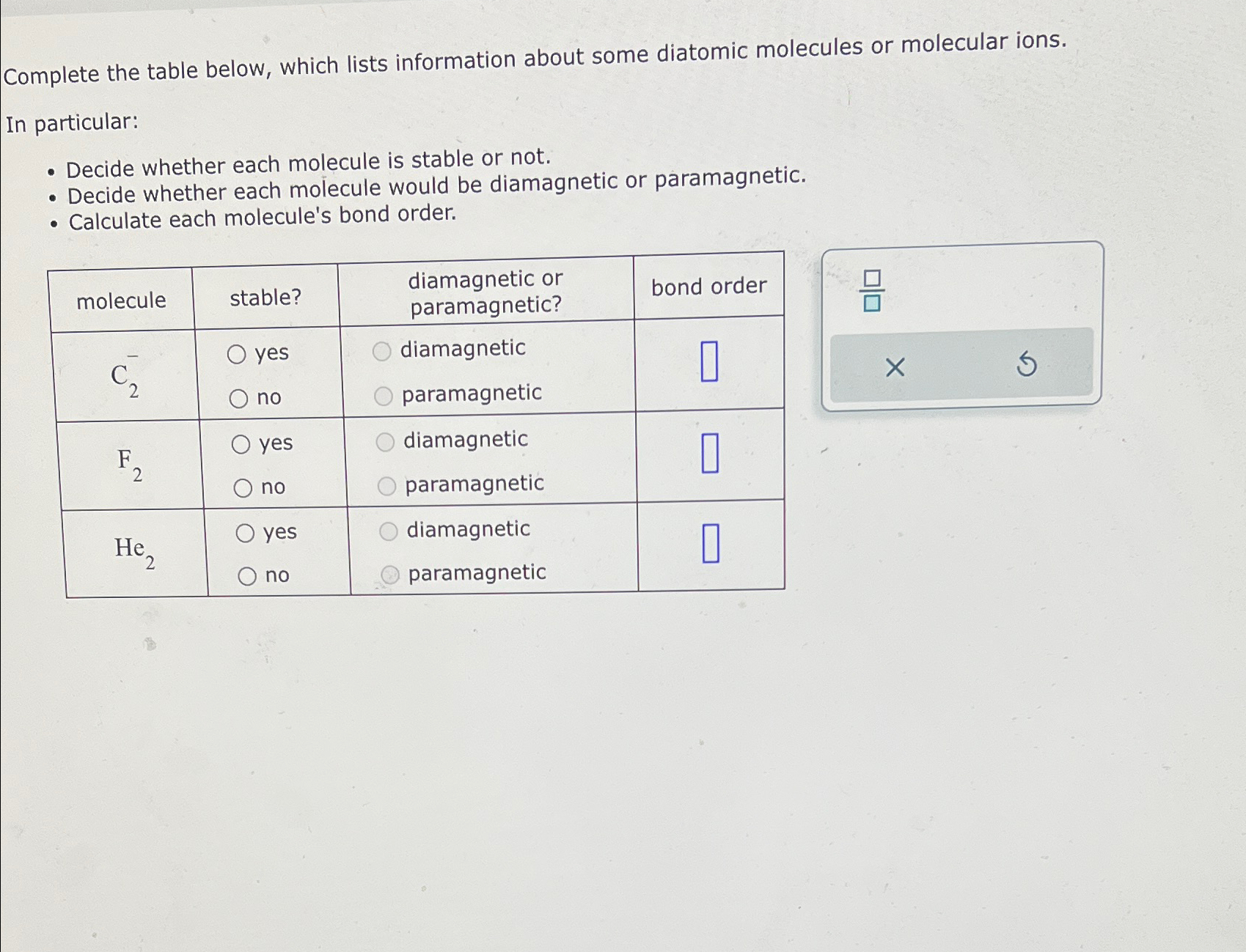 Solved Complete the table below, which lists information | Chegg.com