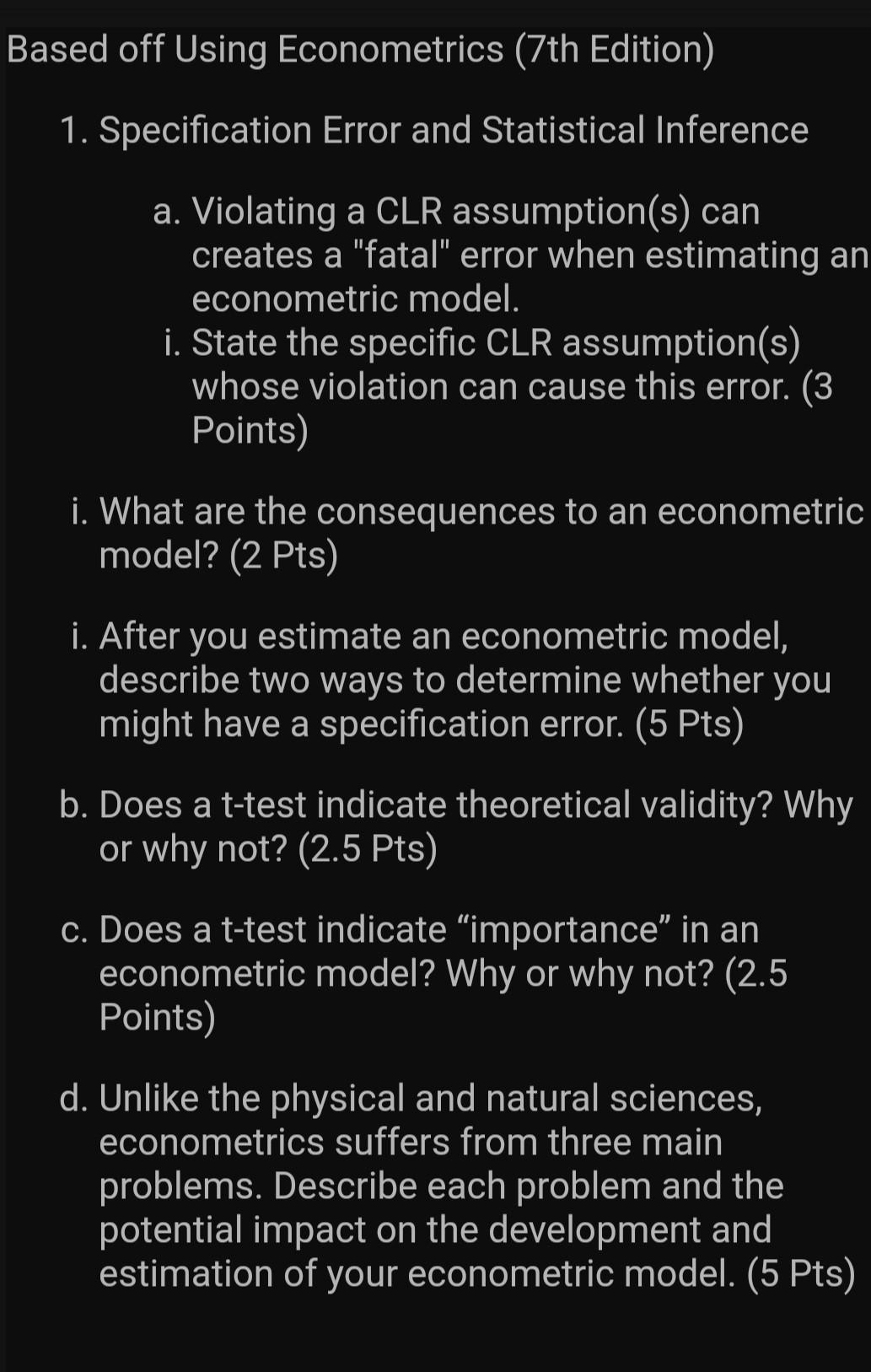 Solved ased off Using Econometrics (7th Edition) 1. | Chegg.com