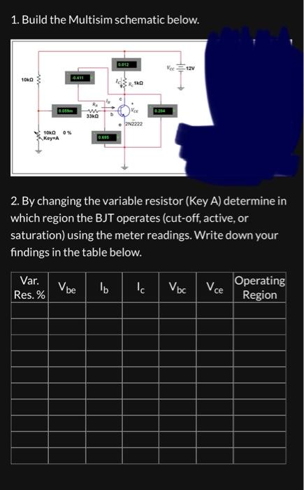 Solved 1. Build the Multisim schematic below. 2. By changing | Chegg.com