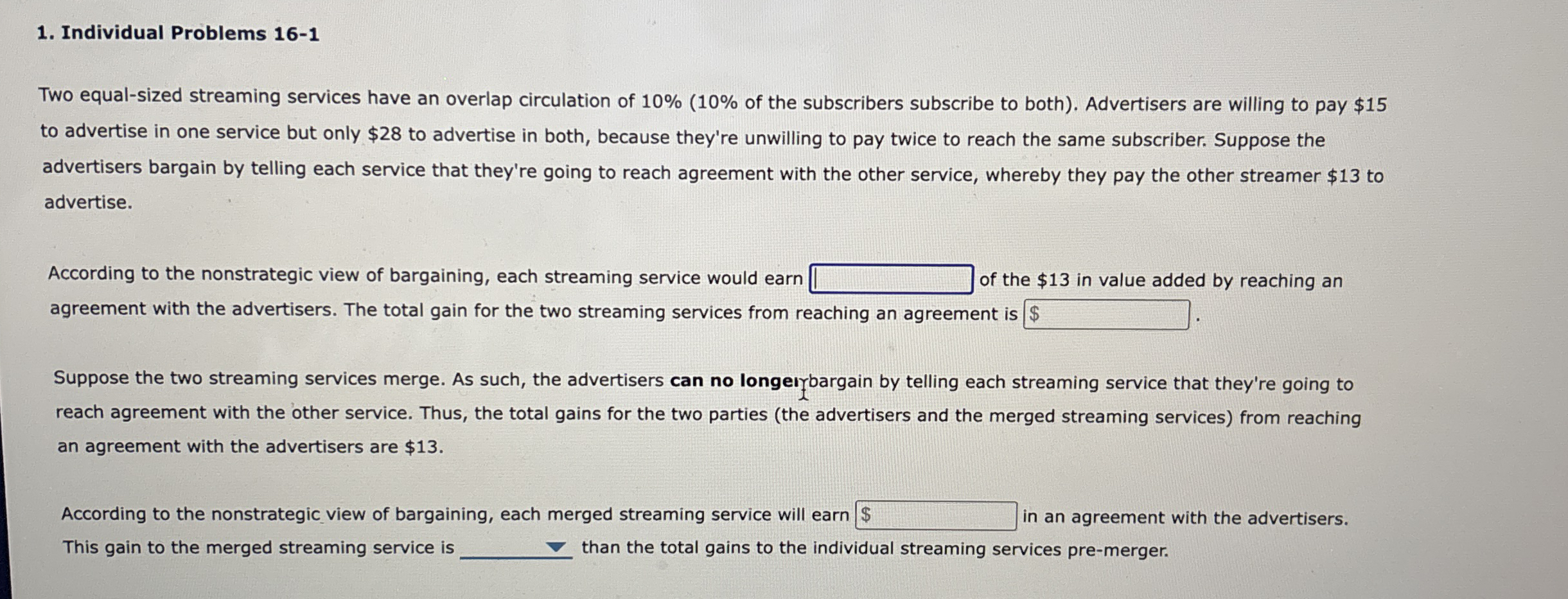 Solved Individual Problems 16-1Two equal-sized streaming | Chegg.com