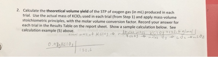 Solved 2. Calculate the theoretical volume yield of the STP | Chegg.com