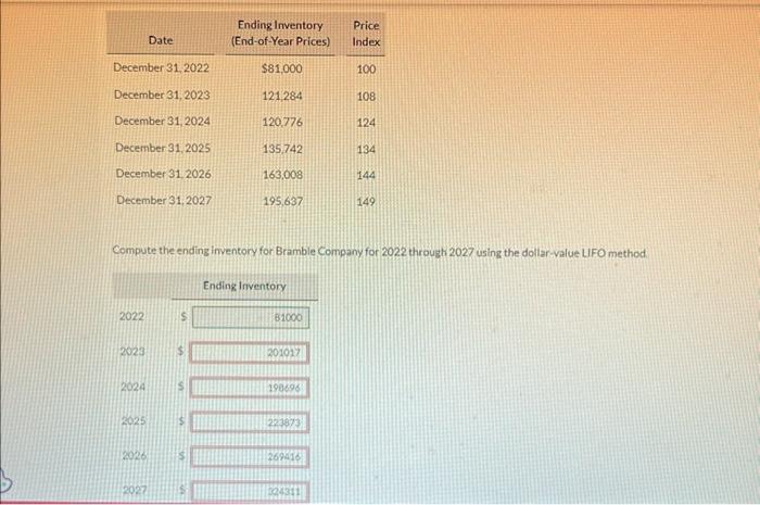 Solved Compute the ending inventory for Bramble Company for | Chegg.com