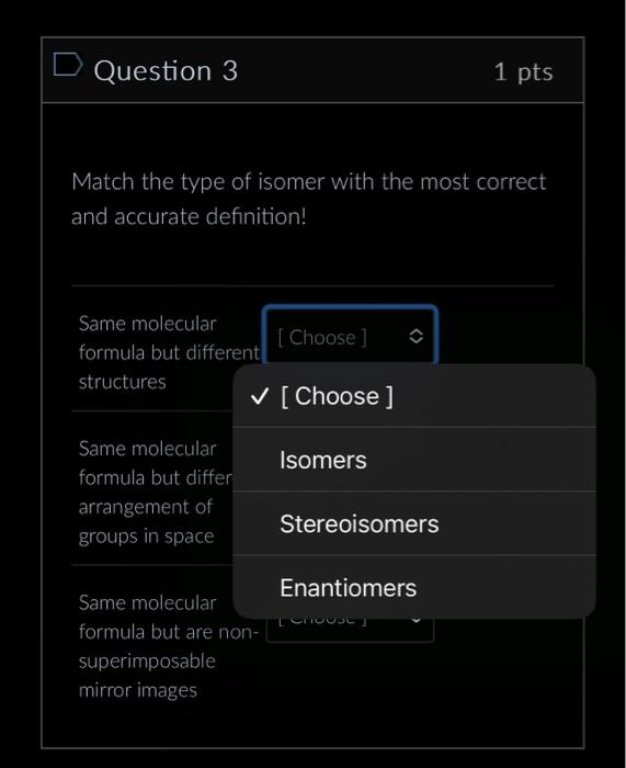 Solved Match the type of isomer with the most correct and | Chegg.com Solved Match the type of isomer with the most correct and | Chegg.com
