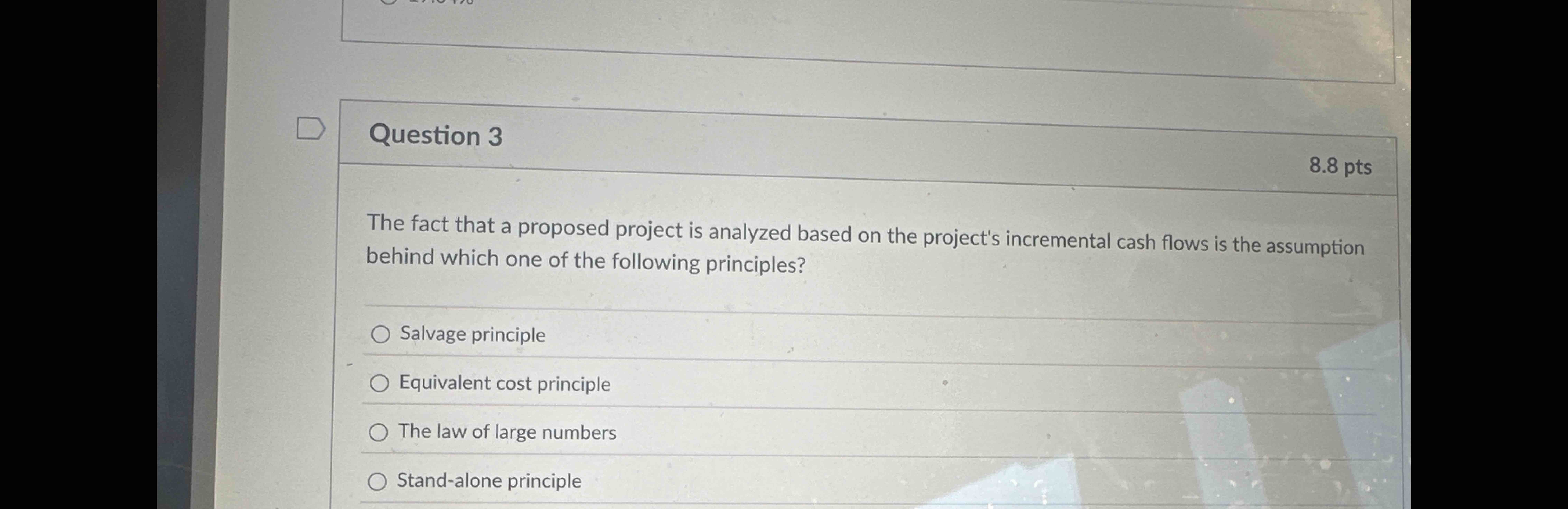 Solved Question 3The fact that a proposed project is | Chegg.com