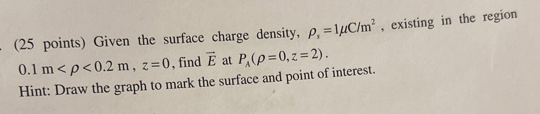 (25 ﻿points) ﻿Given the surface charge density, | Chegg.com