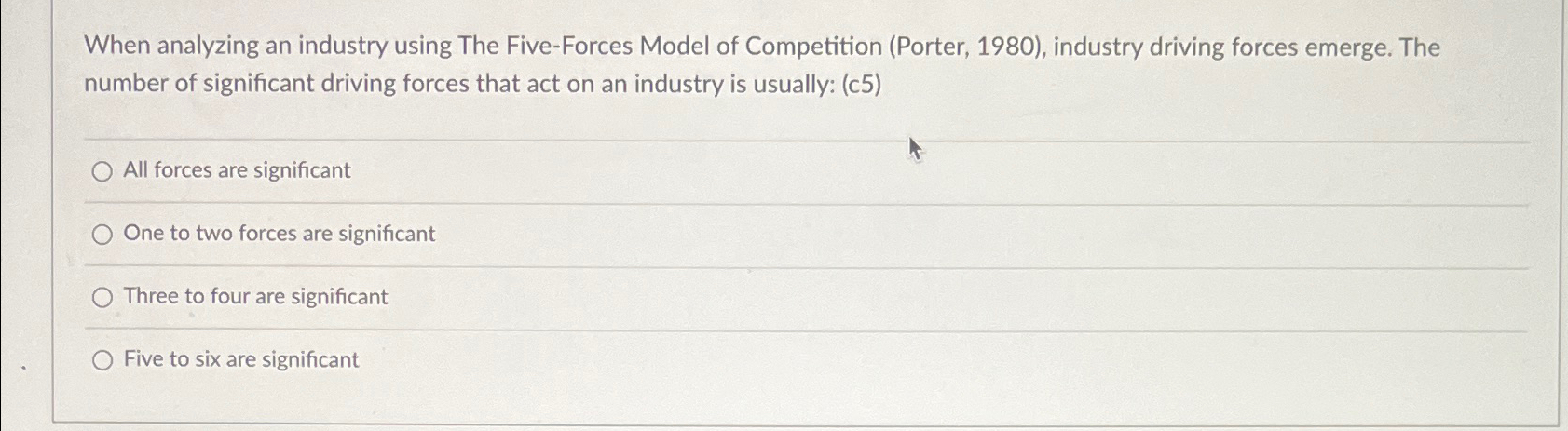 Solved When analyzing an industry using The Five-Forces | Chegg.com