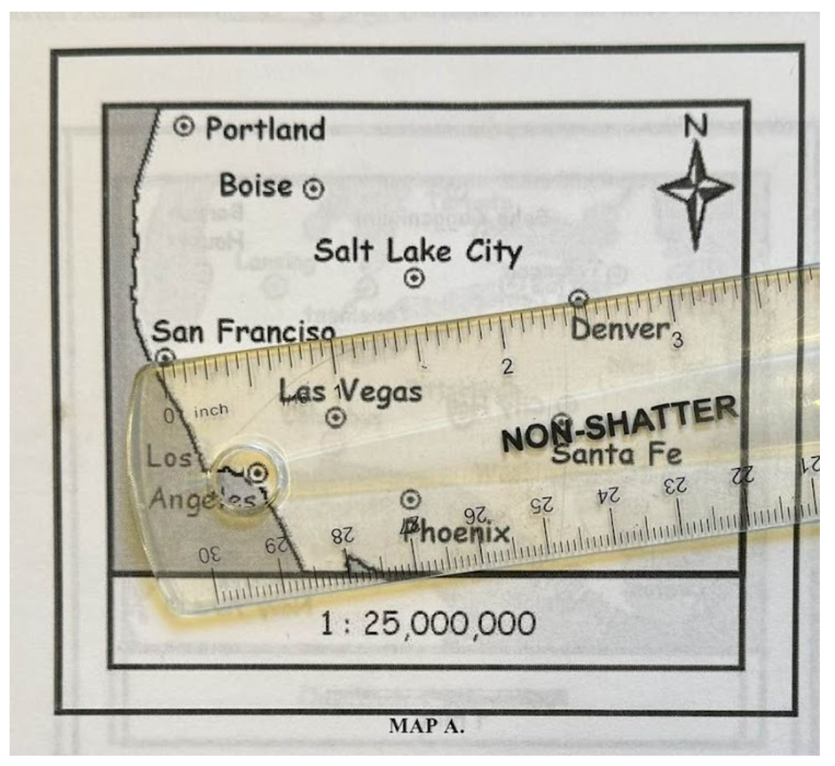 Solved Using the map above, determine the straight line | Chegg.com