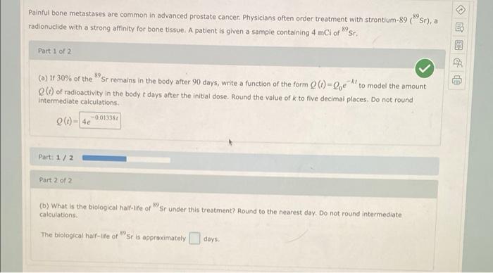 Solved (b) what is the biological half life of 89 Sr under | Chegg.com