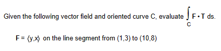 Solved Given the following vector field and oriented curve | Chegg.com