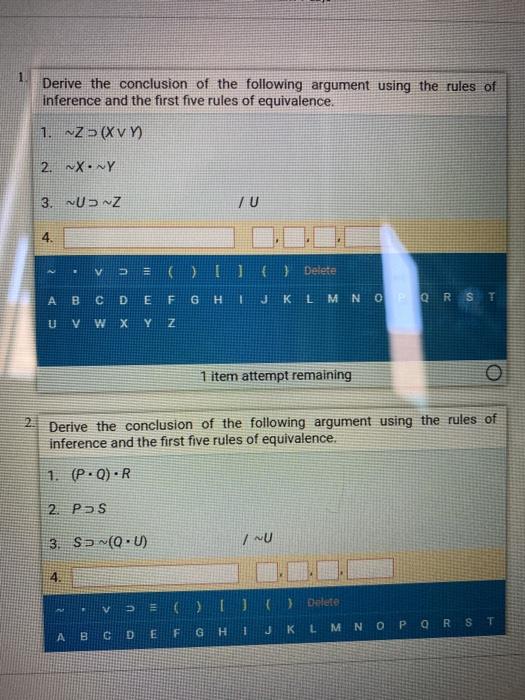 Solved 1 Derive the conclusion of the following argument | Chegg.com