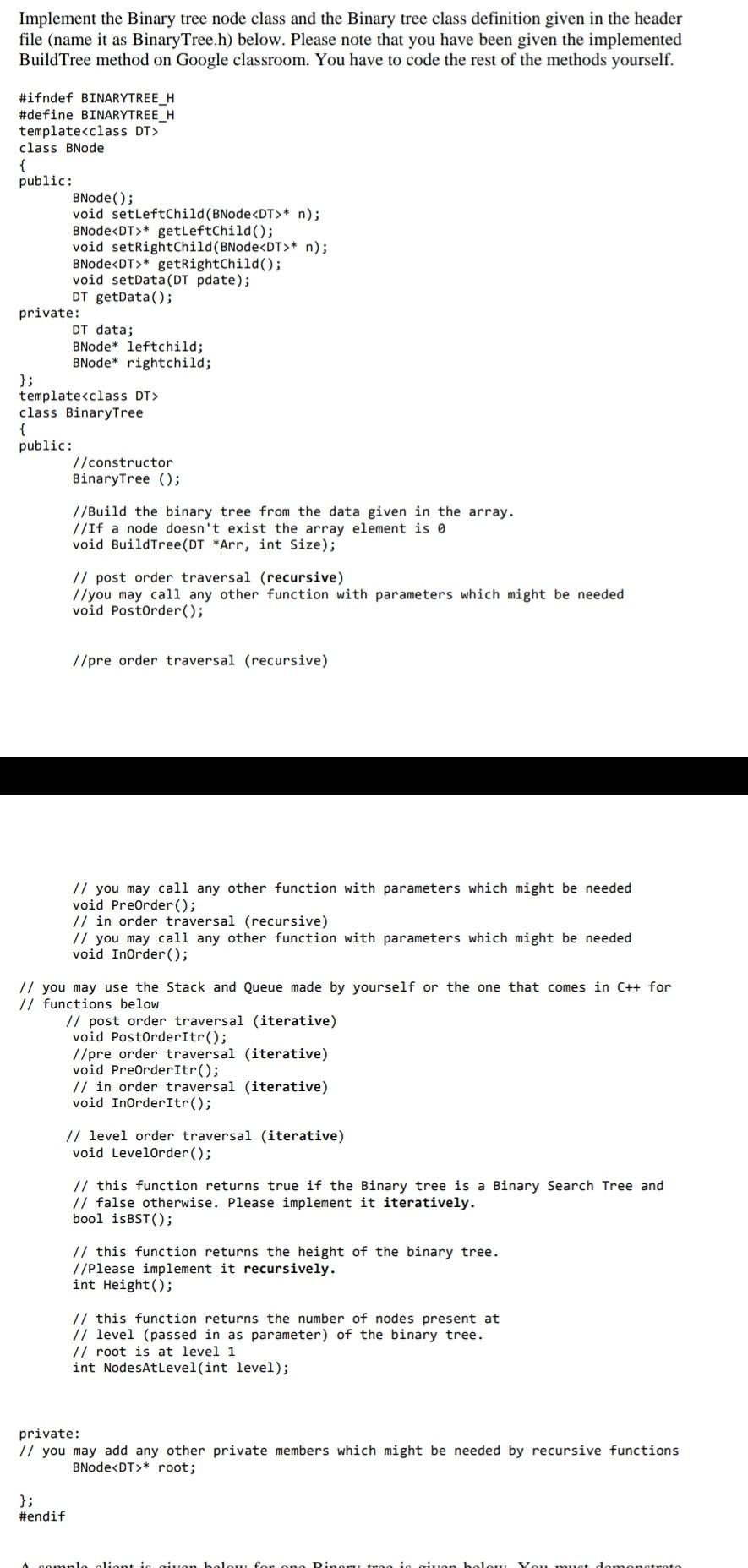 Solved I Need Code For Bool Isbst Function And Int 6286